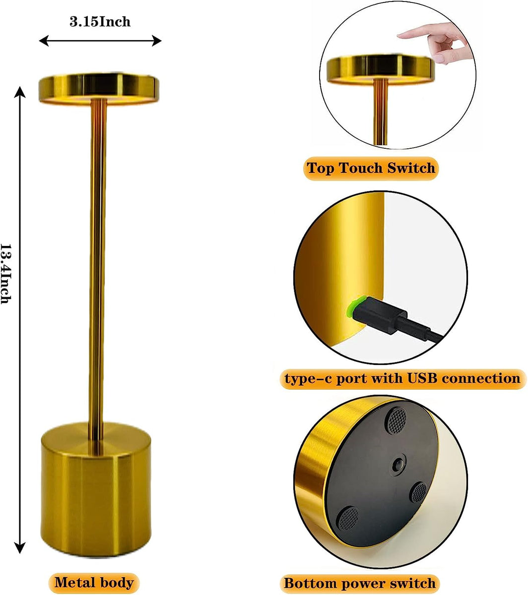 Xergy Portable LED Table Lamp, Cordless,3 Color,Touch Control with usb